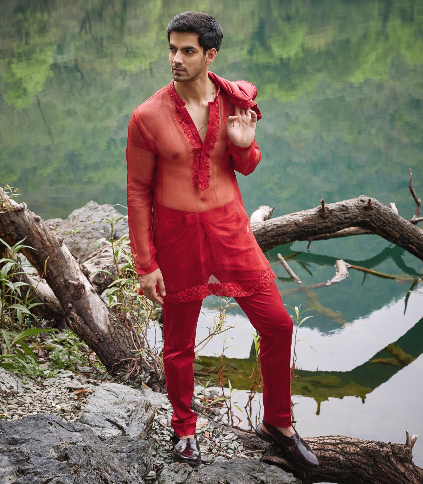 Scarlet Open Jacket Set – Varun Chakkilam